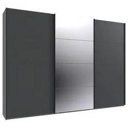 Kleiderschrank wimex "Mugano, Made in Germany, Lieferung bis in Deine Etage und Stellort", schwarz (grafit, griffe schwarz), B:313cm H:236cm T:65cm, Holzwerkstoff, Schr&auml;nke, Kleiderschrank, 3 Schwebet&uuml;ren, gro&szlig;e Gr&ouml;&szlig;en, mit oder ohne Spiegel, Metallgriffe