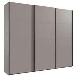 Kleiderschrank wimex "Mugano, Made in Germany, Lieferung bis in Deine Etage und Stellort", schwarz (saharagrau, griffe schwarz), B:270cm H:236cm T:65cm, Holzwerkstoff, Schr&auml;nke, Kleiderschrank, 3 Schwebet&uuml;ren, gro&szlig;e Gr&ouml;&szlig;en, mit oder ohne Spiegel, Metallgriffe