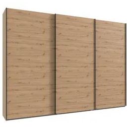Kleiderschrank wimex "Mugano, Made in Germany, Lieferung bis in Deine Etage und Stellort", schwarz (artisan, eiche nachbildung, griffe schwarz), B:313cm H:236cm T:65cm, Holzwerkstoff, Schr&auml;nke, Kleiderschrank, 3 Schwebet&uuml;ren, gro&szlig;e Gr&ouml;&szlig;en, mit oder ohne Spiegel, Metallgriffe