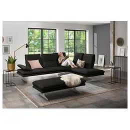 Ecksofa W.Schillig "broadway, Designsofa, mit tollem Sitzkomfort, L-Form", schwarz (schwarz z59), B:284cm H:94cm T:224cm, Longlife Xtra-Leder Z59: Glattleder mit modischer Pr&auml;gung. Hautst&auml;rke 0, 9 - 1, 1 mm, Sofas, Ecksofa, Sitztiefenverstellung, Kopfteil- & Seitenteilverstellung, Breite 284cm