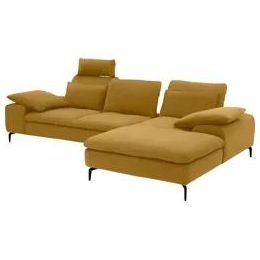 Ecksofa W.Schillig "valentinoo, Designsofa, bequem, elegant und zeitlos, L-Form", gelb (kurkuma z69), B:299cm H:83cm T:178cm, Longlife Xtra-Leder Z69: Das feinnarbige, gedeckte Softleder Z69 besticht durch seine au&szlig;ergew&ouml;hnliche Weichheit im trendigen &raquo;Vintage-Look&laquo;, Hautst&auml;rke 0, 9 - 1, 1 mm, Sofas, Ecksofa, inklusive Hocker, mit Sitztiefenverstellung, Breite 299 cm