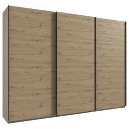 Kleiderschrank wimex "Mugano, Made in Germany, Lieferung bis in Deine Etage und Stellort", schwarz (artisan, eiche nachbildung, griffe schwarz), B:270cm H:208cm T:65cm, Holzwerkstoff, Schr&auml;nke, Kleiderschrank, 3 Schwebet&uuml;ren, gro&szlig;e Gr&ouml;&szlig;en, mit oder ohne Spiegel, Metallgriffe
