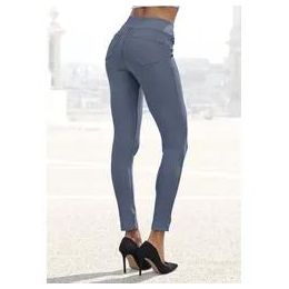 H.I.S. Leggings H.I.S, Damen, Gr. 36/38, N-Gr, blau (jeans blau), Obermaterial: 70% Baumwolle, 25% Polyester, 5% Elasthan, unifarben, Basic, Hosen Leggings, im Schlupfhosen Style