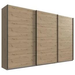Kleiderschrank wimex "Mugano, Made in Germany, Lieferung bis in Deine Etage und Stellort", schwarz (artisan, eiche nachbildung, griffe schwarz), B:313cm H:208cm T:65cm, Holzwerkstoff, Schr&auml;nke, Kleiderschrank, 3 Schwebet&uuml;ren, gro&szlig;e Gr&ouml;&szlig;en, mit oder ohne Spiegel, Metallgriffe