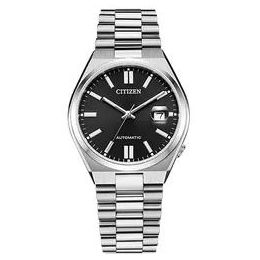 Automatikuhr Citizen "TSUYOSA 60h", silber (silberfarben, schwarz), Armbanduhren, Damen, Automatikuhr, Armbanduhr, Damenuhr, Herrenuhr, Edelstahlarmband, Saphirglas, Datum