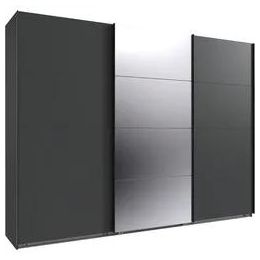 Kleiderschrank wimex "Mugano, Made in Germany, Lieferung bis in Deine Etage und Stellort", schwarz (grafit, griffe schwarz), B:270cm H:208cm T:65cm, Holzwerkstoff, Schr&auml;nke, Kleiderschrank, 3 Schwebet&uuml;ren, gro&szlig;e Gr&ouml;&szlig;en, mit oder ohne Spiegel, Metallgriffe