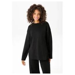 Sweatshirt Aniston CASUAL, Damen, Gr. 50, schwarz, Jersey, Obermaterial: 49% Modal, 46% Polyester, 5% Elasthan, unifarben, l&auml;ssig geschnitten Po-bedeckend, Rundhals, Sweatshirts Sweatshirt, in trendiger Farbpalette, Topseller