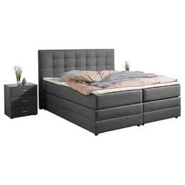 Boxspringbett Home Affaire "Ethan", grau (anthrazit), B:194cm L:211cm, Komplettbetten, Boxspringbett, inkl. Topper und ger&auml;umigen Bettkasten erh&auml;ltlich in H2, H3 und H4