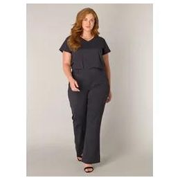 Stoffhose Base Level Curvy "Lori", Damen, Gr. 46, L&auml;nge 32, schwarz, Web, Obermaterial: 75% Polyamid, 25% Elasthan, unifarben, lang, Hosen Stoffhose, Sommerhose mit Stetch und leichtem Schlag