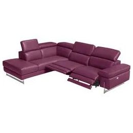 Ecksofa Egoitaliano "Candice, elegant, edel und bequem, erstklassiger Sitzkomfort, L-Form", rot (cherry), B:278cm H:100cm T:221cm, Leder NUVOLE (Echtes Rindsleder). Halbnat&uuml;rliches, halbnarbiges Rindsleder mit einer nat&uuml;rlichen K&ouml;rnung von 1, 2 bis 1, 4 mm. Dieses Leder hat eine weiche, wachsartige Haptik mit mattem Aussehen und einem Wolkeneffekt. Es handelt sich um ein Naturleder, das die urspr&uuml;
