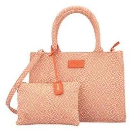Shopper Remonte, Damen, Gr. B/H/T: 36cm x 27cm x 11cm, orange (orange, hellbeige), Textil, gemustert, Taschen Shopper, Damen-Henkeltasche, Umh&auml;ngetasche mit herausnehmbarem Innent&auml;schchen
