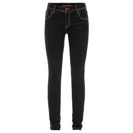 Cipo & Baxx Slim-fit-Jeans CIPO & BAXX "Jeans", Damen, Gr. 26, L&auml;nge 34, schwarz, 98% Baumwolle, 2% Elasthan, unifarben, slim fit lang, Jeans Slim-fit-Jeans, im Used-Look, WD443