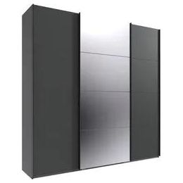 Kleiderschrank wimex "Mugano, Made in Germany, Lieferung bis in Deine Etage und Stellort", schwarz (grafit, griffe schwarz), B:225cm H:236cm T:65cm, Holzwerkstoff, Schr&auml;nke, Kleiderschrank, 3 Schwebet&uuml;ren, gro&szlig;e Gr&ouml;&szlig;en, mit oder ohne Spiegel, Metallgriffe
