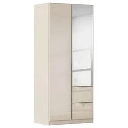 Dreht&uuml;renschrank OTTO HOME "Kleiderschrank Kleiderschr&auml;nke Schrank Garderobe AGORDO mit Glasfront", beige (beige, glas beige (champagner)), B:91cm H:229cm T:54cm, Holzwerkstoff, Schr&auml;nke, Dreht&uuml;renschrank, mit Au&szlig;enschubk&auml;sten, in 7 Breiten und 2 H&ouml;hen MADE IN GERMANY
