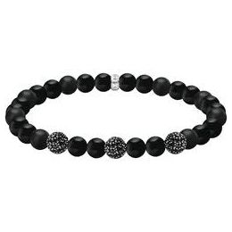 Armband Thomas Sabo "Obsidian Armband mit drei Zirkonia Beads" Gr. 21, silber (silberfarben, schwarz, schwarz), Armb&auml;nder, Damen, 21, Silber 925 (recycelt), Armband, mit Obsidian, Zirkonia (synth.)