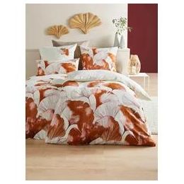 Bettw&auml;sche Heine HOME Gr. 1, beige (sand, terra, bedruckt), B/L: 135cm x 200cm, Mako-Satin, B/L: 80cm x 80cm, 2 Stk., Mako-Satin, 100% Baumwolle, Bettw&auml;sche, Bettw&auml;sche