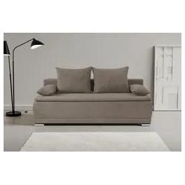 Schlafsofa WERK2 "Biggi komfortabel & elegant, Schlaffunktion, Bettkasten, Breite 206 cm", beige (greige), B:206cm H:88cm T:91cm, 95% Polyester, 5% Nylon, Sofas, Schlafsofa, inkl. losen Kissen, Struktur weich ASTON, greige