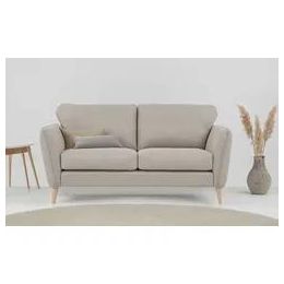 2-Sitzer Home Affaire "MARSEILLE Kompaktsofa 170 cm, Cord, Flachgewebe, Struktur, Webstoff", beige, B:170cm H:88cm T:90cm, 100% Polyester, Sofas, Massivholzbeine Eiche, Landhausstil, Wellenunterfederung