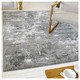 Teppich OTTO HOME "Aeliana", grau, B:80cm H:12mm L:150cm, Polyester, Teppiche, Teppich, weicher Kurzflor, Hoch Tief, Skandi, Vintage, Wohnzimmer, Schlafzimmer