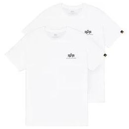 T-Shirt Alpha Industries "Basic T-Shirt SL 2 Pack", Herren, Gr. XXL, wei&szlig;, Obermaterial: 100% Baumwolle, Shirts T-Shirt