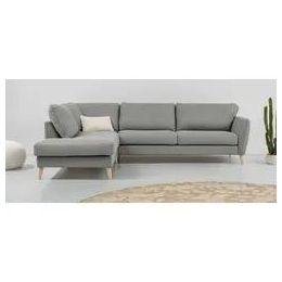 Ecksofa Home Affaire "MARSEILLE 278/202 cm, L-Form, Ottom. rechts/links, verschiedene Bez&uuml;ge", grau, B:278cm H:88cm T:202cm, 100% Polyester, Sofas, Ecksofa, Massivholzbeine Eiche, Landhausstil, Wellenunterfederung