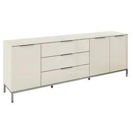 Kombikommode Rauch "Kommode T&uuml;rkommode Sideboard Kombikommode FLIPP mit Glasfront", beige, glas beige (champagner), B:200cm H:72cm T:42cm, Holzwerkstoff, Sideboards, Kombikommode, 3-t&uuml;rig mit 3 Schubladen und Soft-Close-Funktion sowie Glasfront