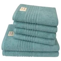 Handtuch Set Dyckhoff "Nature", blau (ozean), 6 Stk., Frottier, Frottier, Obermaterial: 100% Baumwolle, Handtuch-Sets, 6er Set: 4x Handt&uuml;cher, je 50 x 100 cm & 2x Badetuch 70 x 140 cm