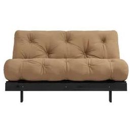 Daybett KARUP DESIGN "Roots Sofa Bed, Schlafsofa, Daybett, Bettfunktion, FSC-Massivholz", braun (mocca), B:140cm H:85cm, Bezug: 80% Baumwolle, 20% Polyester, Daybetten, Inkl. Futonmatratze, aus FSC-Kiefer, in mehreren Farben erh&auml;ltlich