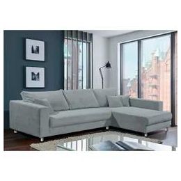 Ecksofa Home Affaire "153", beige (grau), B:252cm H:89cm, 92% Polyester / 8% Nylon, Sofas, Ecksofa, Inkl. Schlaffunktion und gro&szlig;en Strauraum