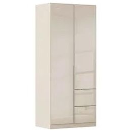 Dreht&uuml;renschrank OTTO HOME "Kleiderschrank Kleiderschr&auml;nke Schrank Garderobe AGORDO mit Glasfront", beige (beige, glas beige (champagner)), B:91cm H:210cm T:54cm, Holzwerkstoff, Schr&auml;nke, Dreht&uuml;renschrank, mit Au&szlig;enschubk&auml;sten, in 7 Breiten und 2 H&ouml;hen MADE IN GERMANY