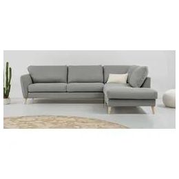 Ecksofa Home Affaire "MARSEILLE 278/202 cm, L-Form, Ottom. rechts/links, verschiedene Bez&uuml;ge", grau, B:278cm H:88cm T:202cm, 100% Polyester, Sofas, Ecksofa, Massivholzbeine Eiche, Landhausstil, Wellenunterfederung