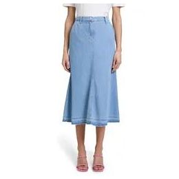 Midirock Betty Barclay "Damen mit offenem Saum", Damen, Gr. 42, blau (light blau denim), Obermaterial: 50% Baumwolle, 40% Lyocell, 10% Modal, ausgestellt lang, R&ouml;cke, Form