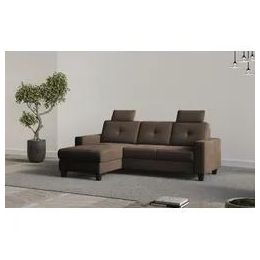 Ecksofa Home Affaire "Varese", braun (dunkelbraun), B:239cm H:91cm T:164cm, 100% Polyester, Sofas, Ecksofa, wahlweise mit Bettfunktion und Bettkasten