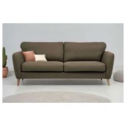 3-Sitzer Home Affaire "MARSEILLE 3er Sofa 206 cm, Cord, Flachgewebe, Struktur, Webstoff", braun, B:206cm H:88cm T:90cm, 100% Polyester, Sofas, Massivholzbeine Eiche, Landhausstil, Wellenunterfederung