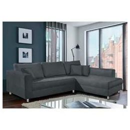 Ecksofa Home Affaire "153", grau, B:252cm H:89cm, 92% Polyester / 8% Nylon, Sofas, Ecksofa, Inkl. Schlaffunktion und gro&szlig;en Strauraum