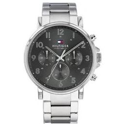 Multifunktionsuhr Tommy Hilfiger "DANIEL", silber (silberfarben), Armbanduhren, Damen, Quarzuhr, Armbanduhr, Herrenuhr, Datum, Edelstahlarmband