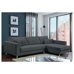 Ecksofa Home Affaire "153", grau (schwarz), B:252cm H:89cm, 92% Polyester / 8% Nylon, Sofas, Ecksofa, Inkl. Schlaffunktion und gro&szlig;en Strauraum