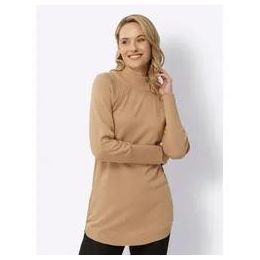 Longpullover Classic Basics "Longpullover", Damen, Gr. 44, braun (camel), 100% Baumwolle, unifarben, Pullover Longpullover
