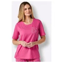 w&auml;schepur Kurzarmshirt W&Auml;SCHEPUR "Schlafanzug-Shirt", Damen, Gr. 44/46, pink (fuchsia), 100% Baumwolle, gemustert, gepunktet, Shirts