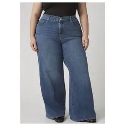 Levi's Weite Jeans LEVI'S PLUS "PL 318 SHAPING WIDE LEG", Damen, Gr. 16 (48), L&auml;nge 32, clever girl plus, Denim/Jeans, Obermaterial: 80% Baumwolle, 19% Polyester, 1% Elasthan, unifarben, weit kn&ouml;chellang, Jeans, im Five-Pocket Style