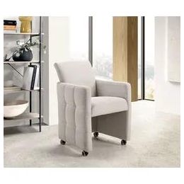 Esszimmersessel exxpo - SOFA FASHION "Barista, Loungesessel auf Rollen mit hoher Bodenfreiheit", beige, B:64cm H:90cm T:72cm, Sessel, Esszimmersessel, Barista Clubsessel auf Rollen mit schmalen Armlehnen, modernes Design
