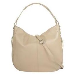 Shopper CLUTY, Damen, Gr. B/H/T: 34cm x 31cm x 9cm onesize, beige, Leder, leicht gl&auml;nzend, unifarben, Taschen Shopper, echt Leder, Made in Italy