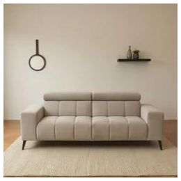 2-Sitzer DOMO collection "Trento, mit Kufenfu&szlig; oder Einzelfu&szlig;", grau (taupe), B:238cm H:79cm T:104cm, 100% Polyester, Sofas, whlw. verstellbare Kopfteile, passend f&uuml;r g&auml;ngige Saugroboter