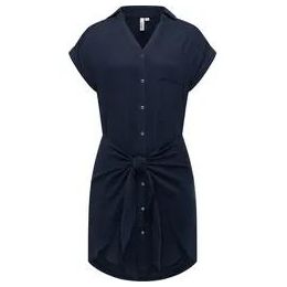 Blusenkleid Ragwear "Bahaya", Damen, Gr. L (40), Normalgr&ouml;&szlig;en, blau (navy), 100% Viskose, figurumspielend ca. Mitte Oberschenkel, V-Ausschnitt, weit Umschlagbund, Kleider Blusenkleid, stylisches Damen Sommerkleid mit Bindeband