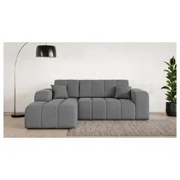 Ecksofa OTTO HOME "CASSY L-Form, Schlafsofa mit Bettkasten, Ma&szlig;e B/T/H: 245/165/88 cm", grau (dunkelgrau), B:244,5cm H:88cm T:164,5cm, 94% Polyester, 6% Nylon, Sofas, Ecksofa, mit 2 R&uuml;ckenkissen, Recamiere rechts oder links bestellbar