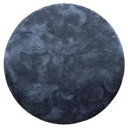 Teppich HOMIE LIVING "Pisa", blau (dunkel blau), H:25mm &Oslash;:200cm, Polyester, Teppiche, Teppich, Hochflor, Microfaser, uni, weich, Shaggy, Wohnzimmer, Schlafzimmer