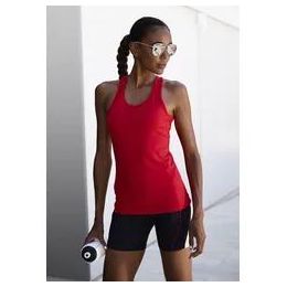 Sporttop Lascana ACTIVE, Damen, Gr. L (44/46), rot, Trikot, Obermaterial: 85% Polyester, 15% Elasthan, unifarben, figurbetont h&uuml;ftlang, Rundhals, Tops Sporttop, mit Racerback und Logo-Badge