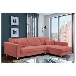 Ecksofa Home Affaire "153", orange, B:252cm H:89cm, 92% Polyester / 8% Nylon, Sofas, Ecksofa, Inkl. Schlaffunktion und gro&szlig;en Strauraum