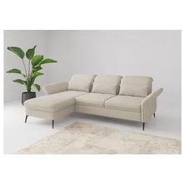 Sit & More Ecksofa SIT & MORE "Emely, inkl. Sitztiefenverstellung", beige (creme), B:264cm H:92cm T:198cm, 95%Polyester, 5% Polyamid, Sofas, Ecksofa, wahlweise mit Bettfunktion,Bettkasten,Kopf- & Armteilverstellung
