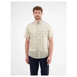 Karohemd Lerros "Halbarmhemd in sommerlich-l&auml;ssiger Seersuckerqualit&auml;t", Herren, Gr. M, Normalgr&ouml;&szlig;en, wei&szlig;, 100% Baumwolle, Hemden Karohemd